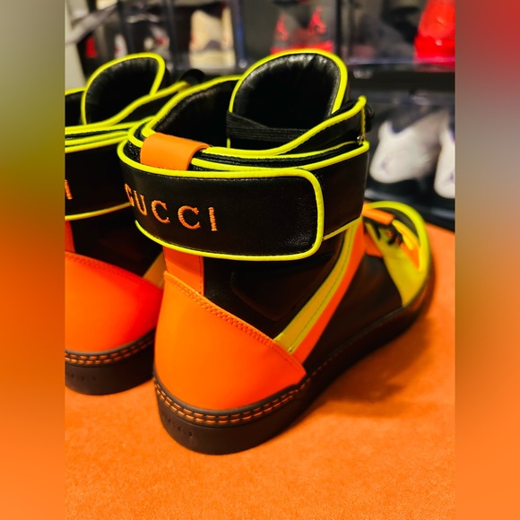 Gucci | Shoes | Nib Gucci 86 Mens Neon Colorblock Hitop Leather Gg ...